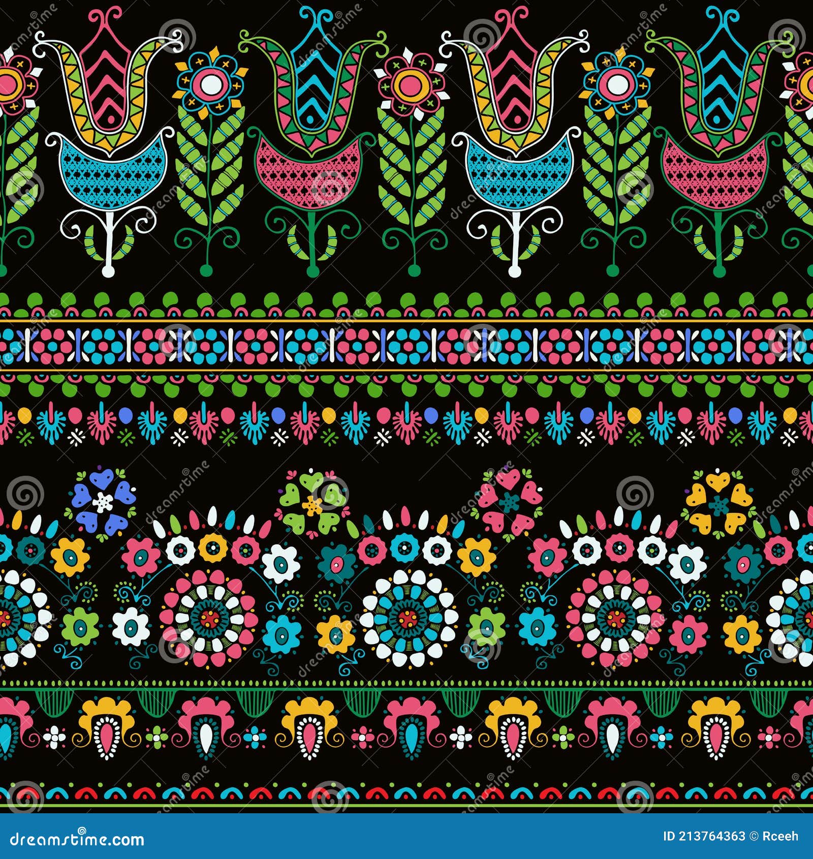 Hungarian Embroidery Pattern Stock Illustration - Illustration of folk ...