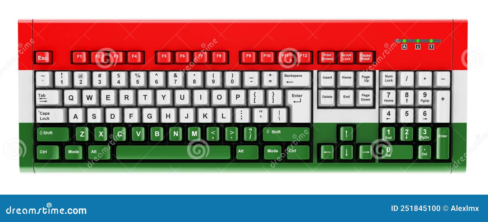 Hungarian Flag Painted on Computer Keyboard. 3D Rendering Stock ...