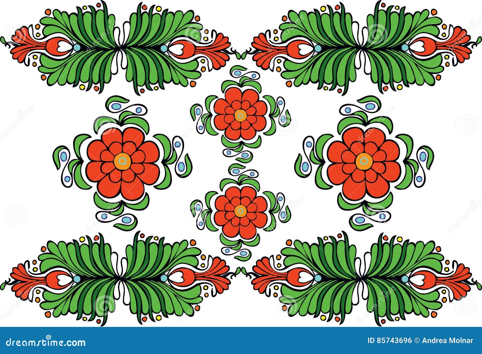 Hungarian folk art stock vector. Illustration of floral - 85743696