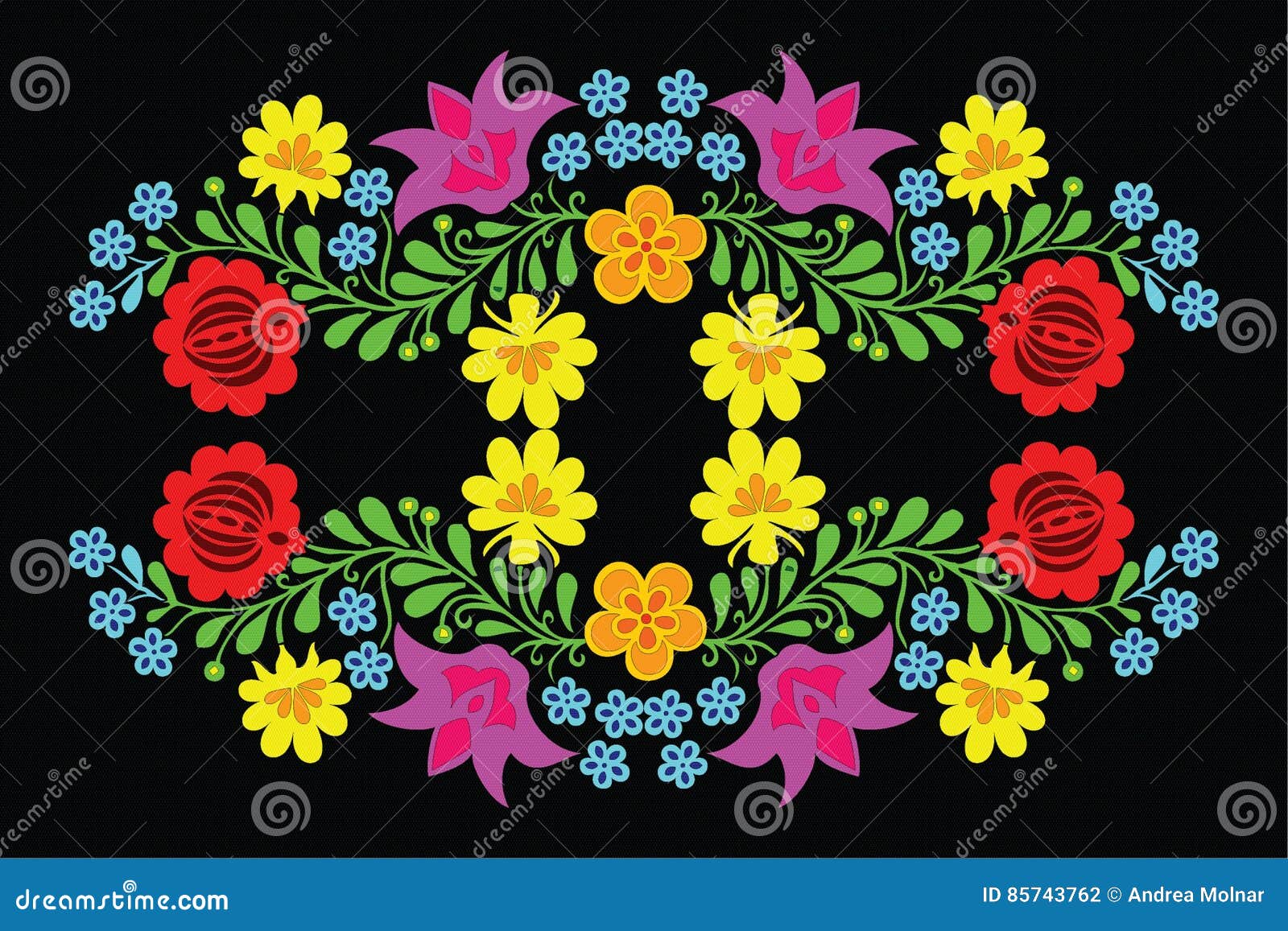 Hungarian folk art stock vector. Illustration of tribal - 85743762