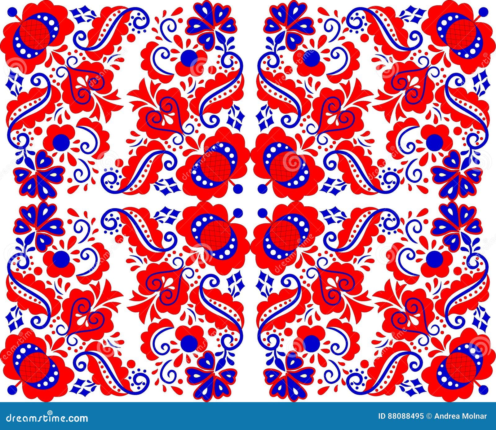 Hungarian folk art stock vector. Illustration of painting - 88088495