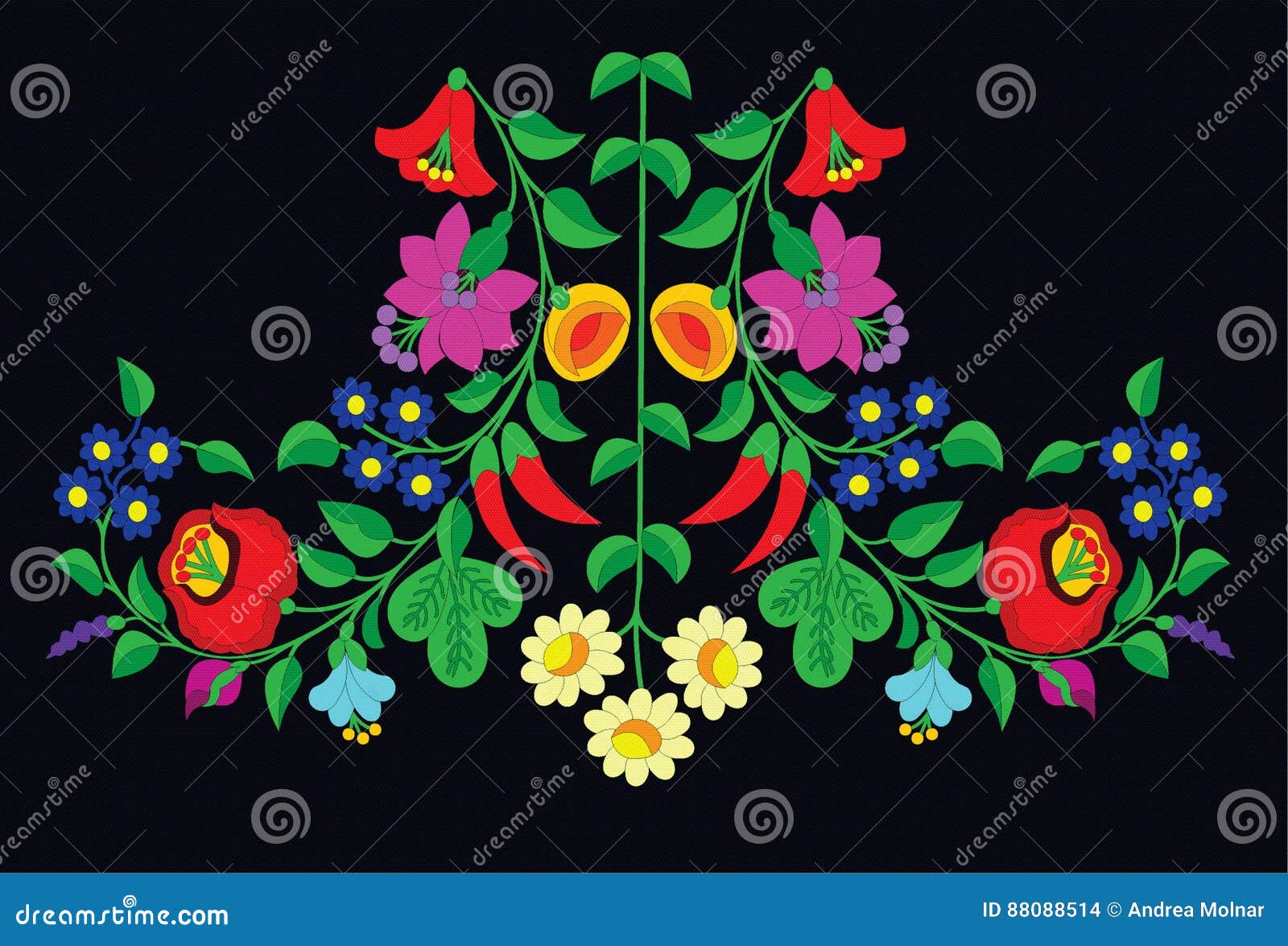 Hungarian folk art stock vector. Illustration of culture - 88088514