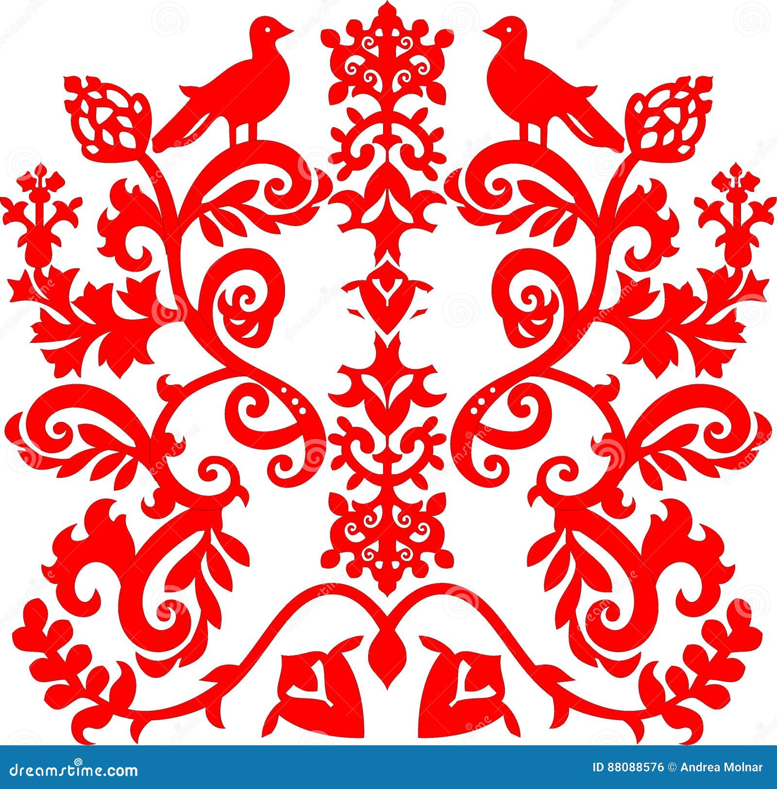 Hungarian folk art stock vector. Illustration of motif - 88088576