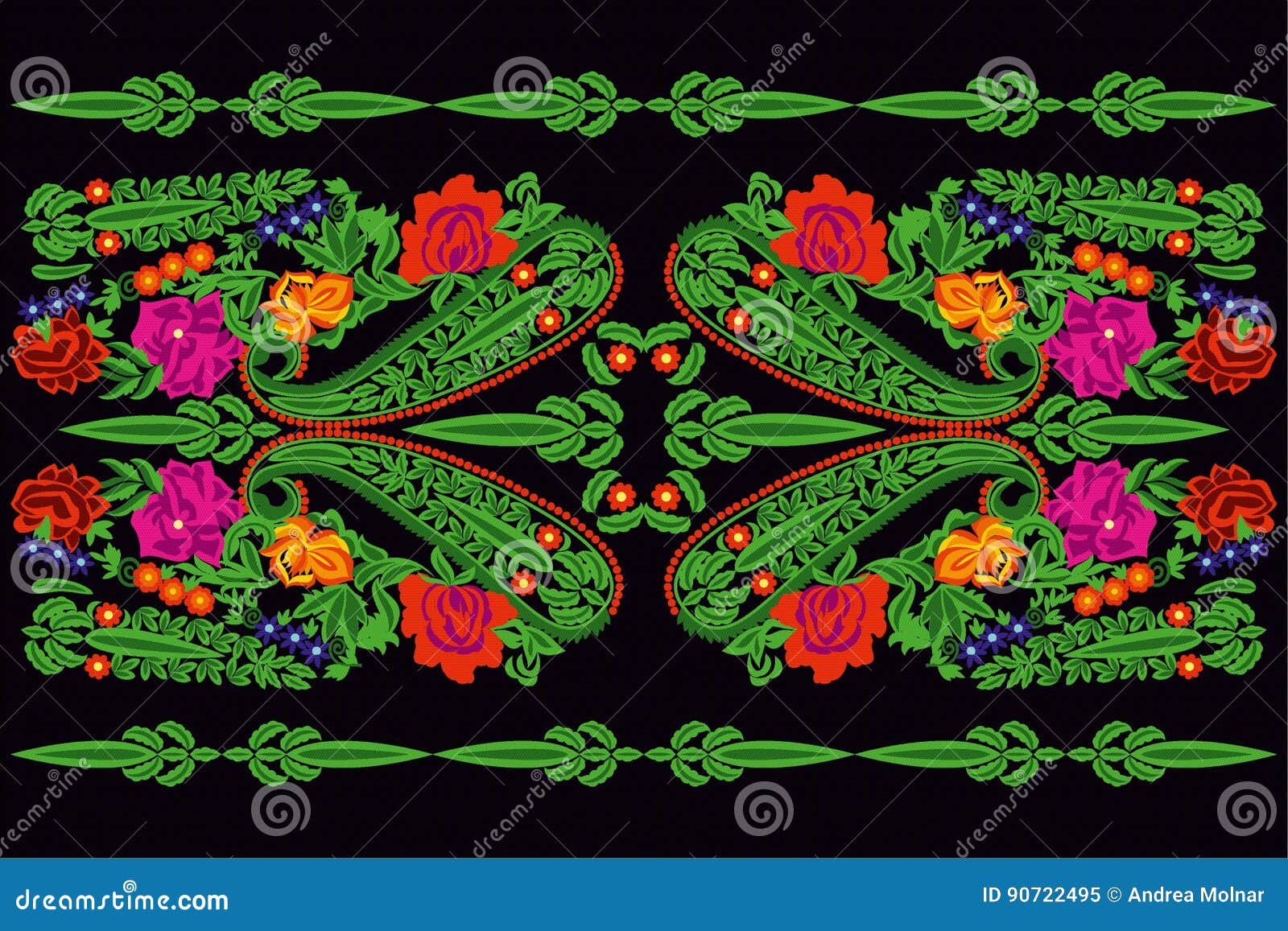 Hungarian folk art stock vector. Illustration of paisley - 90722495