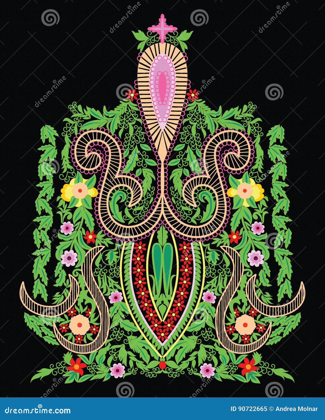 Hungarian folk art stock vector. Illustration of ornate - 90722665