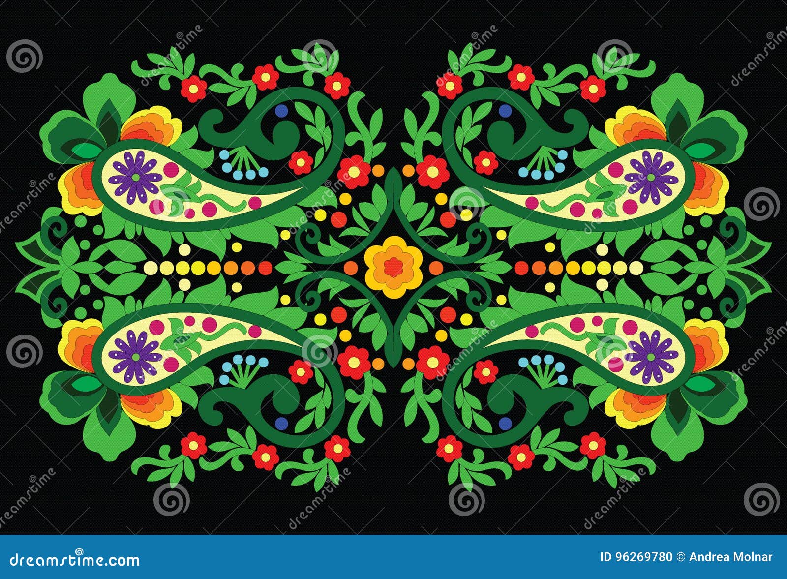 Hungarian folk art stock vector. Illustration of graphic - 96269780