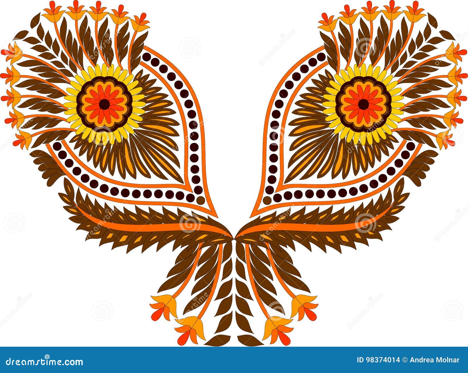 Hungarian folk art stock vector. Illustration of drawn - 98374014