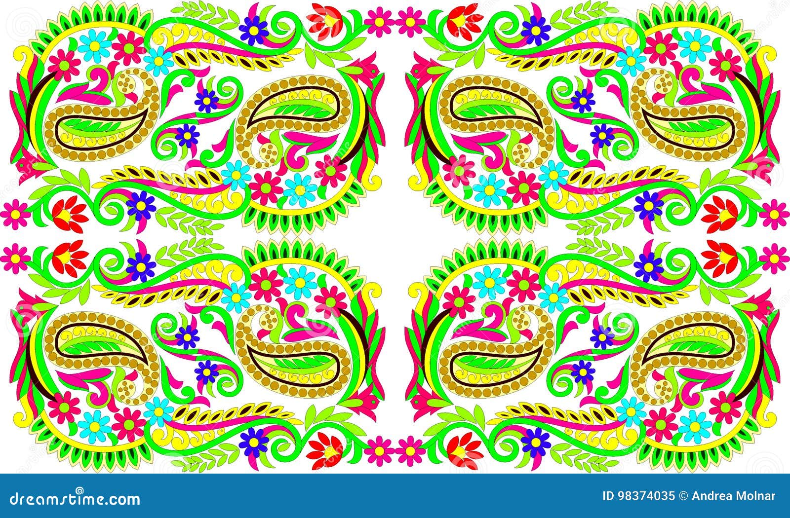 Hungarian folk art stock vector. Illustration of drawn - 98374035