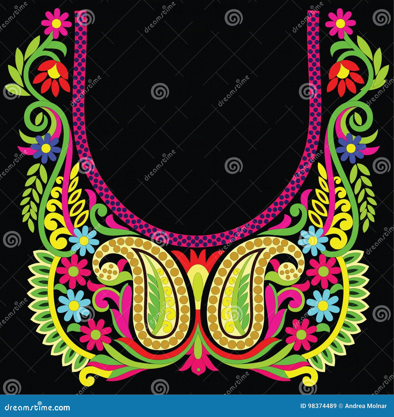 Hungarian folk art stock vector. Illustration of paisley - 98374489