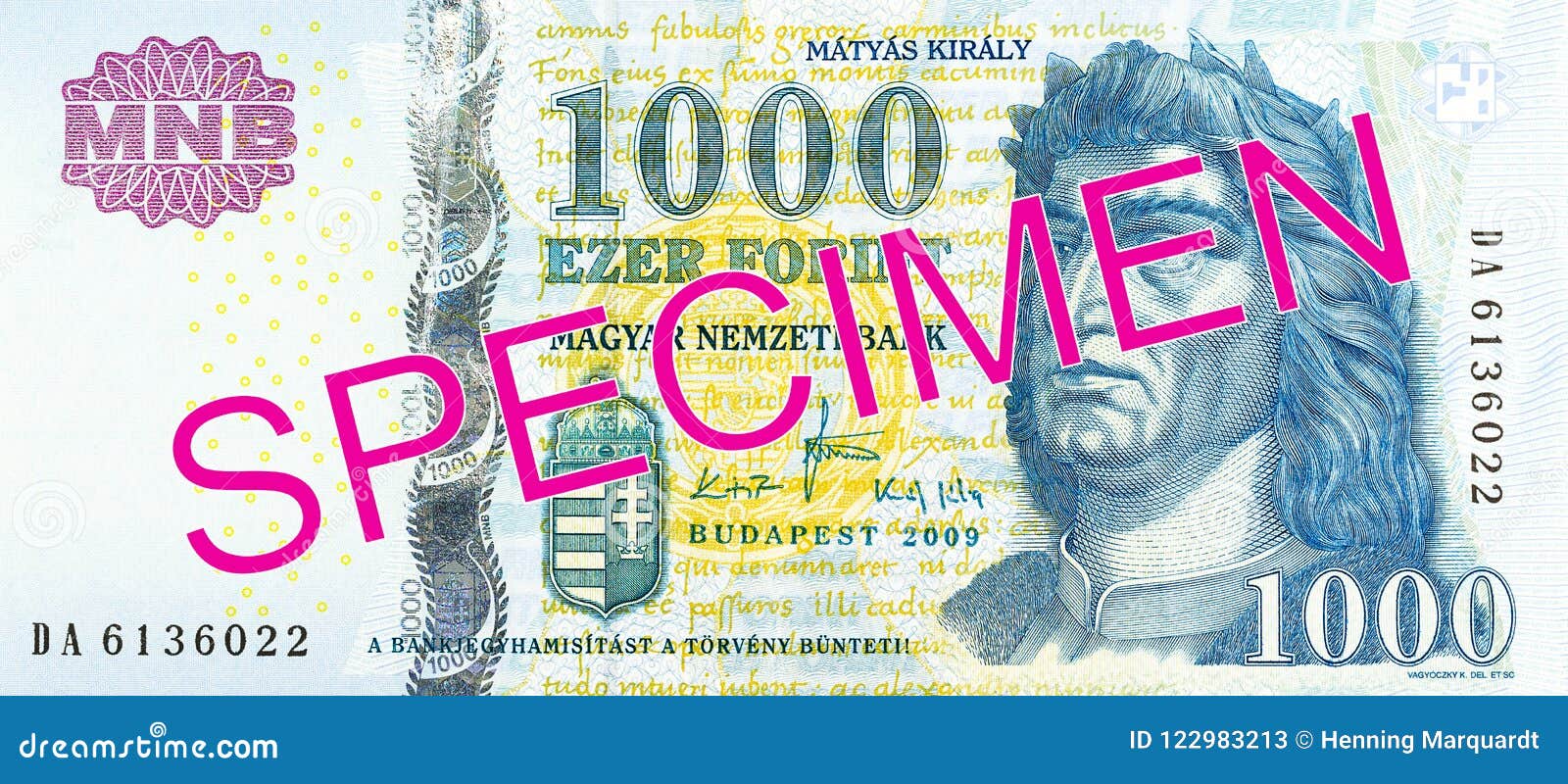 1000 Hungarian Forint Bank Note Obverse Stock Image - Image of currency ...