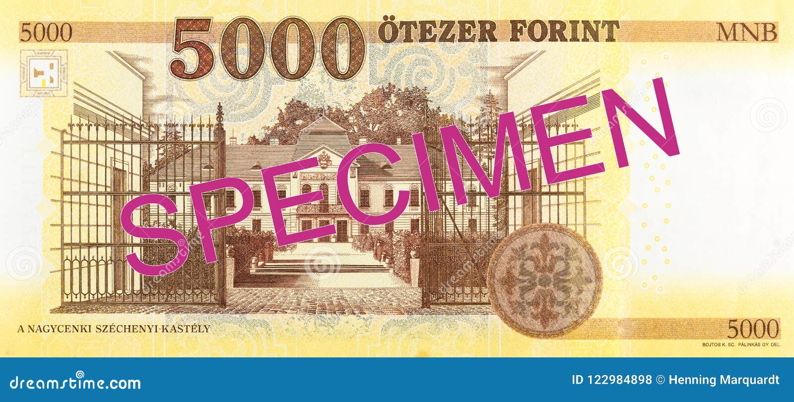 5000 Hungarian Forint Bank Note Reverse Stock Photo - Image of crash ...