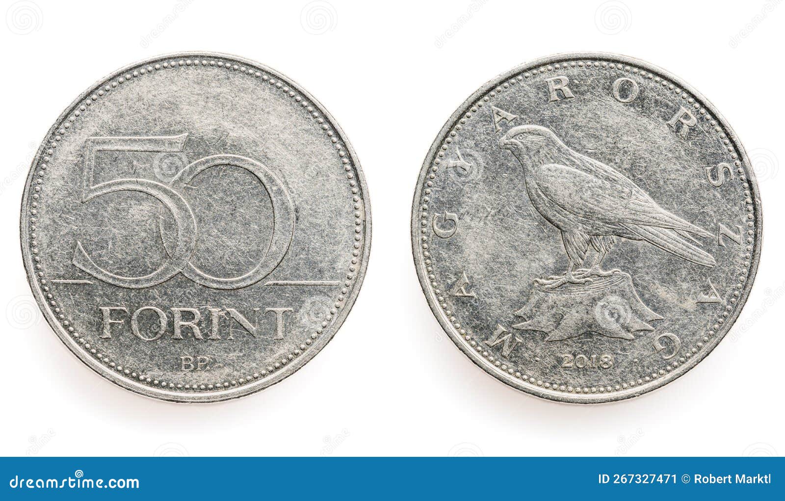 Hungarian 50 Forint Coin with Minting Date 2018 Stock Image - Image of ...