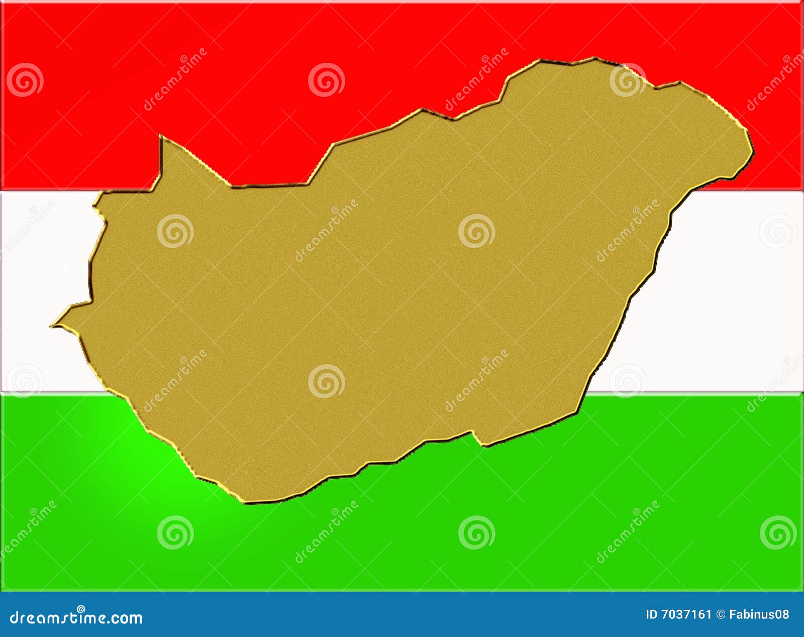 Hungarian map on flag stock illustration. Illustration of golden - 7037161