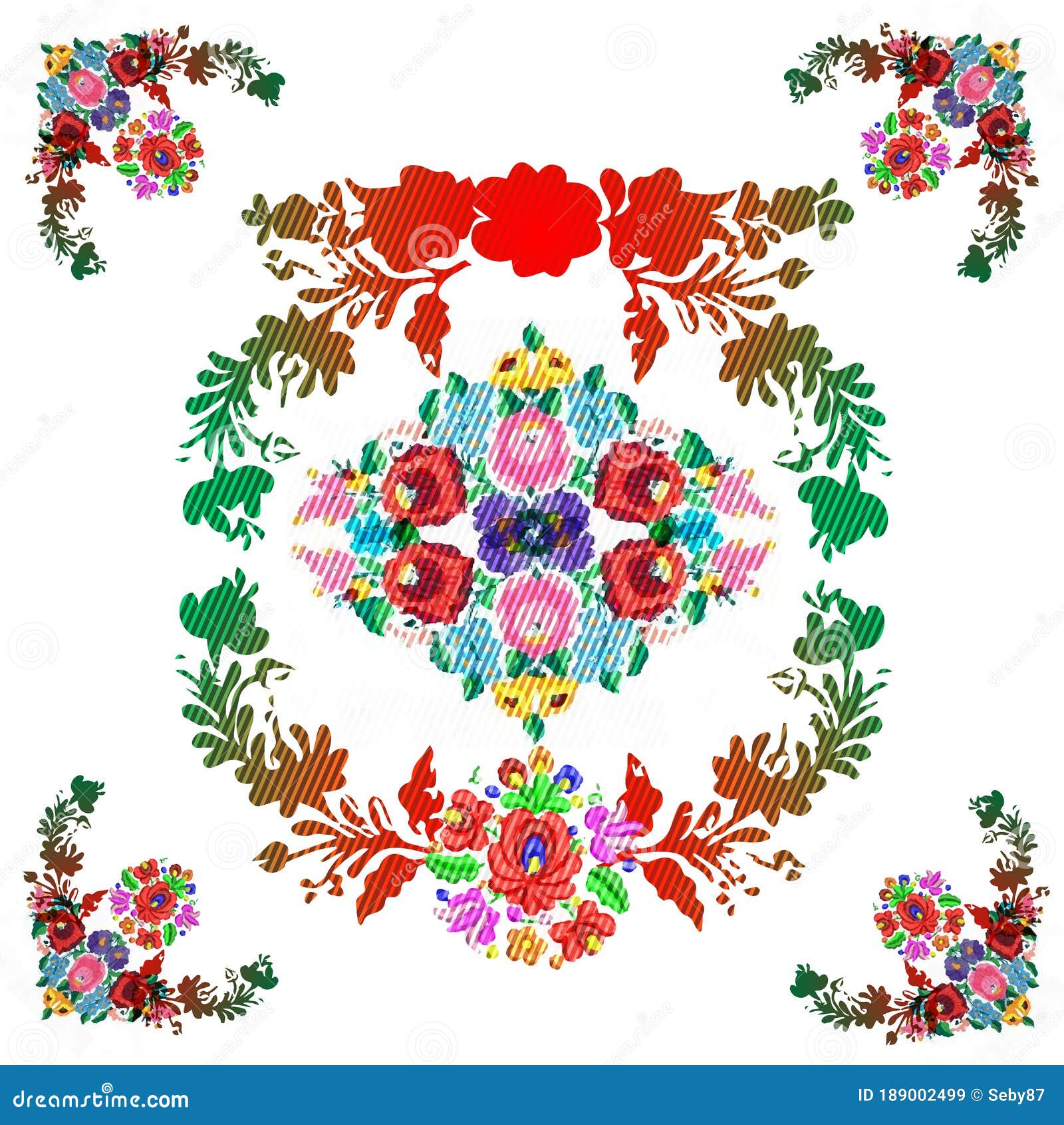 Hungarian Matyo-style Bacground Stock Illustration - Illustration of ...