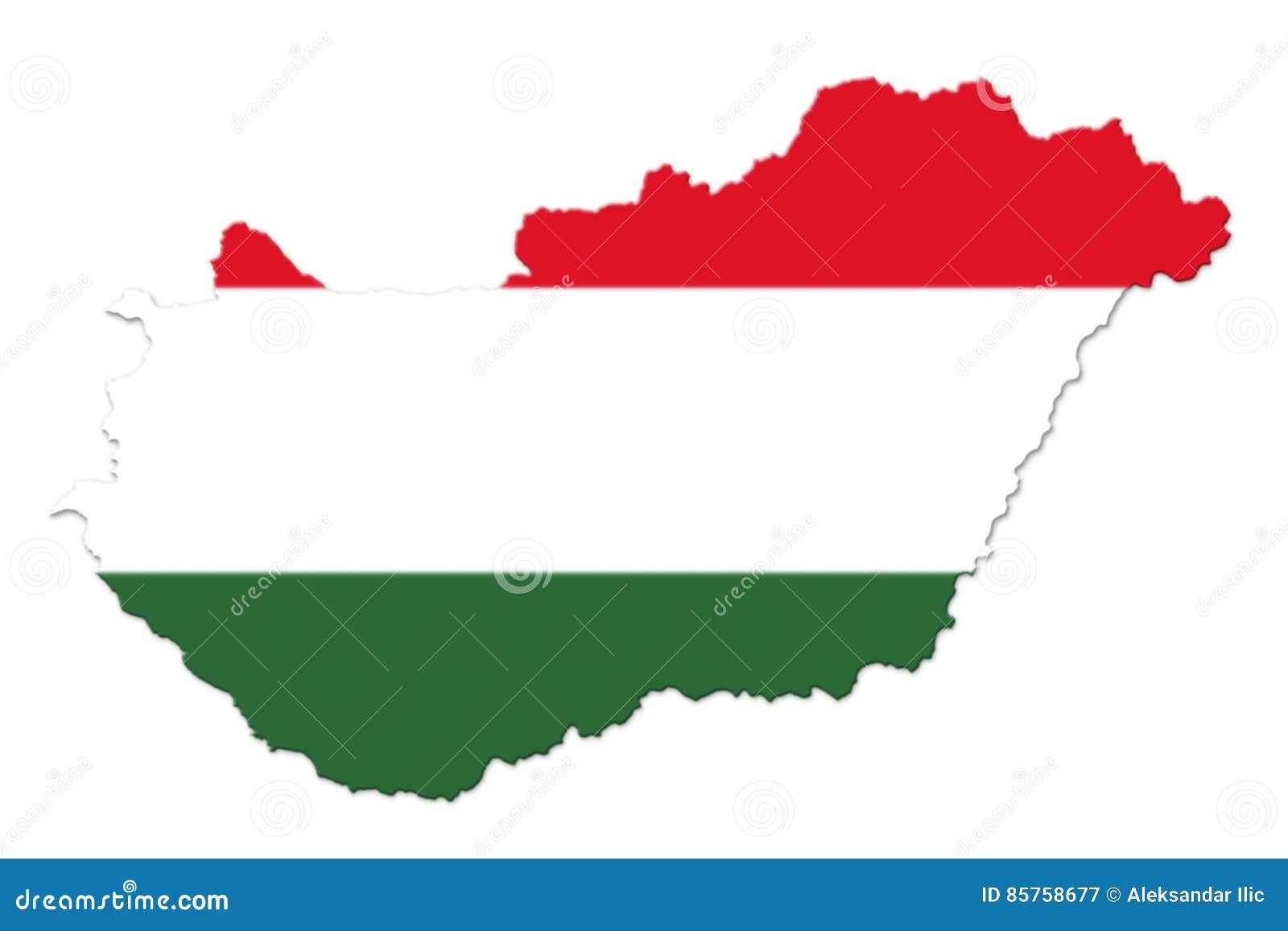 Hungarian National Flag and Map Isolated on White Background 3D Stock ...