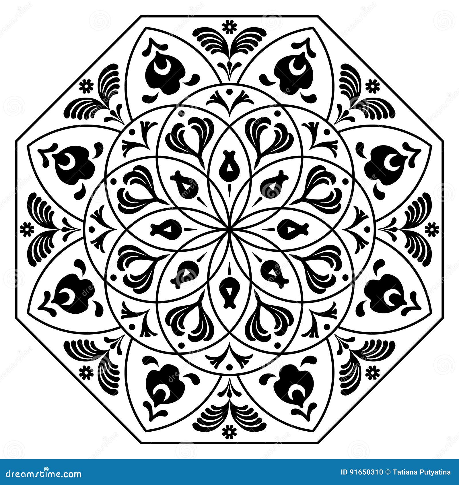 Hungarian octagon elements stock illustration. Illustration of template ...