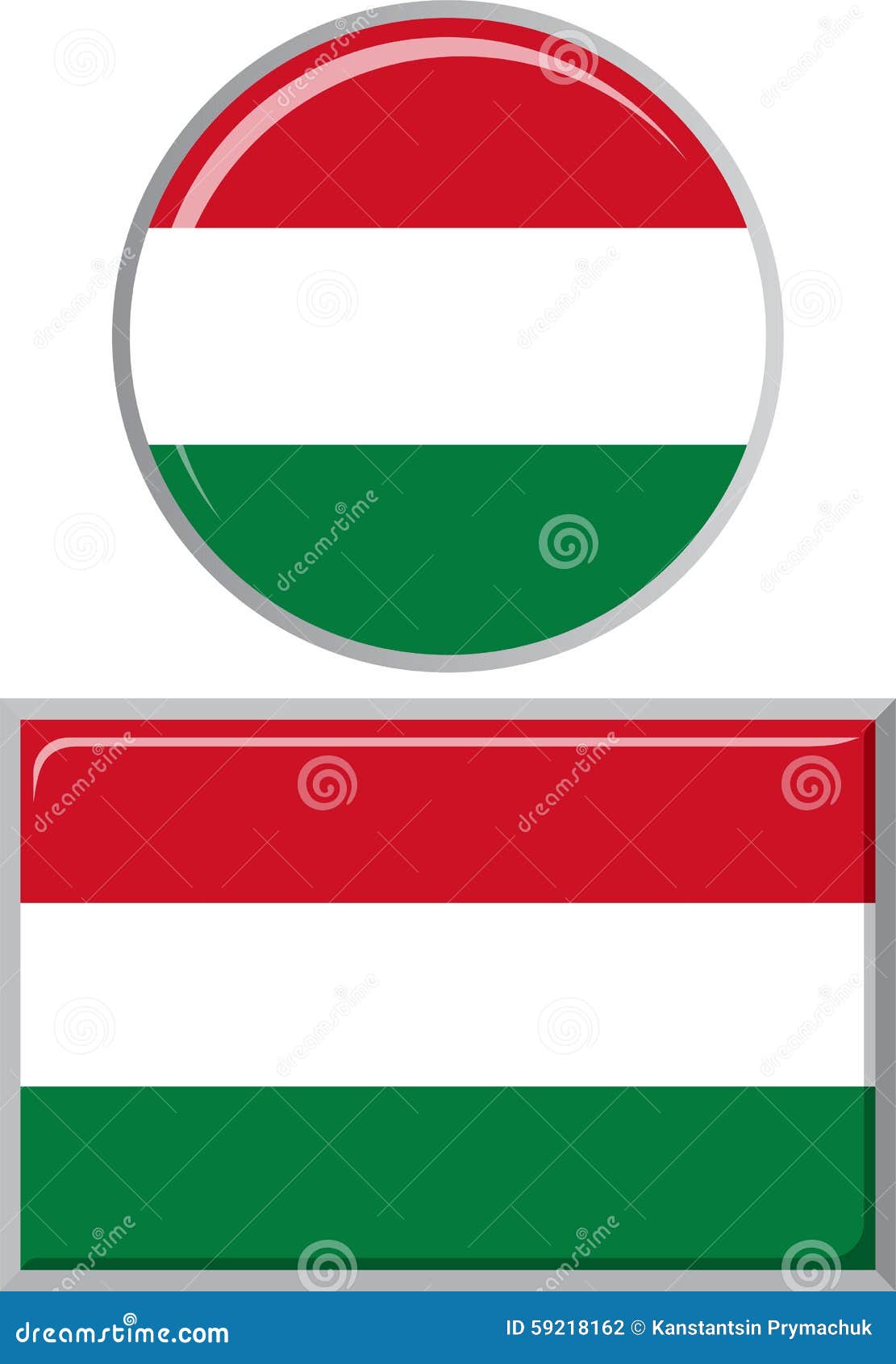 Hungarian Round and Square Icon Flag. Vector Stock Vector ...