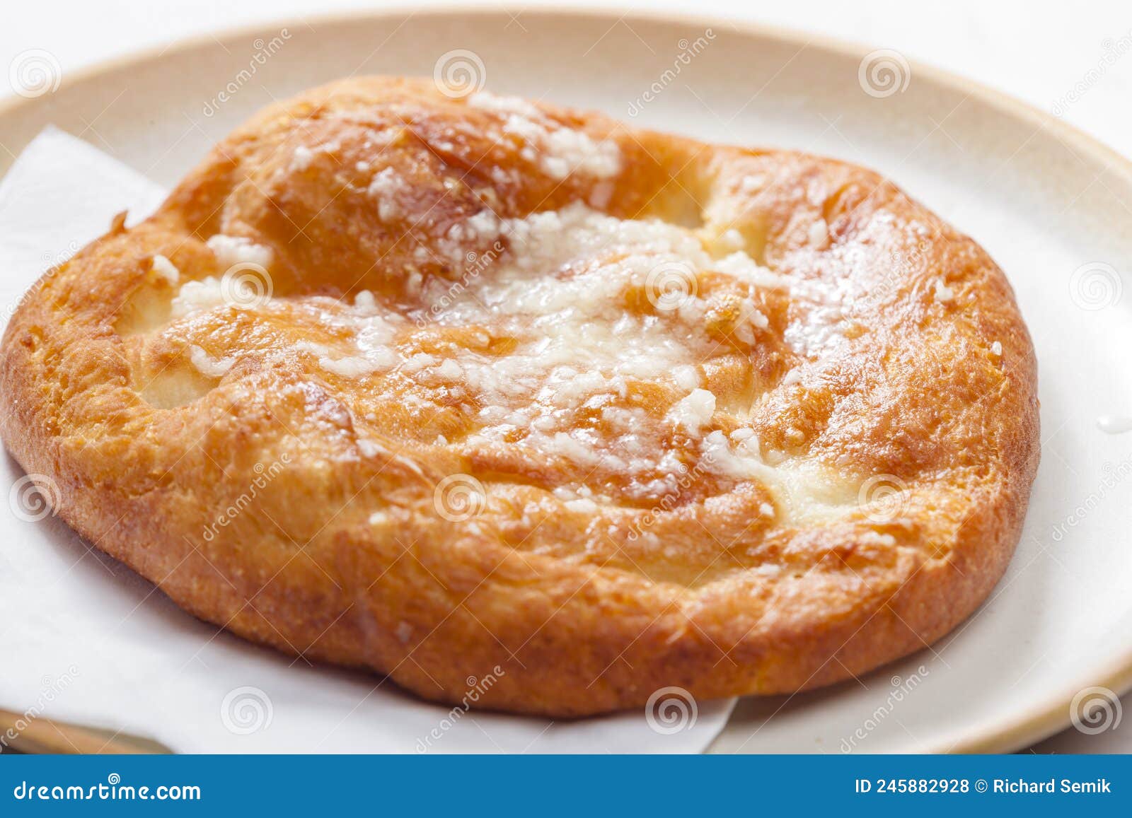 Langos, The National Hungarian Dish, Fried Dough In A Vvide Gruga With ...