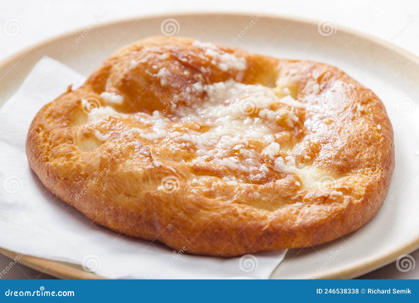 Langos, The National Hungarian Dish, Fried Dough In A Vvide Gruga With ...