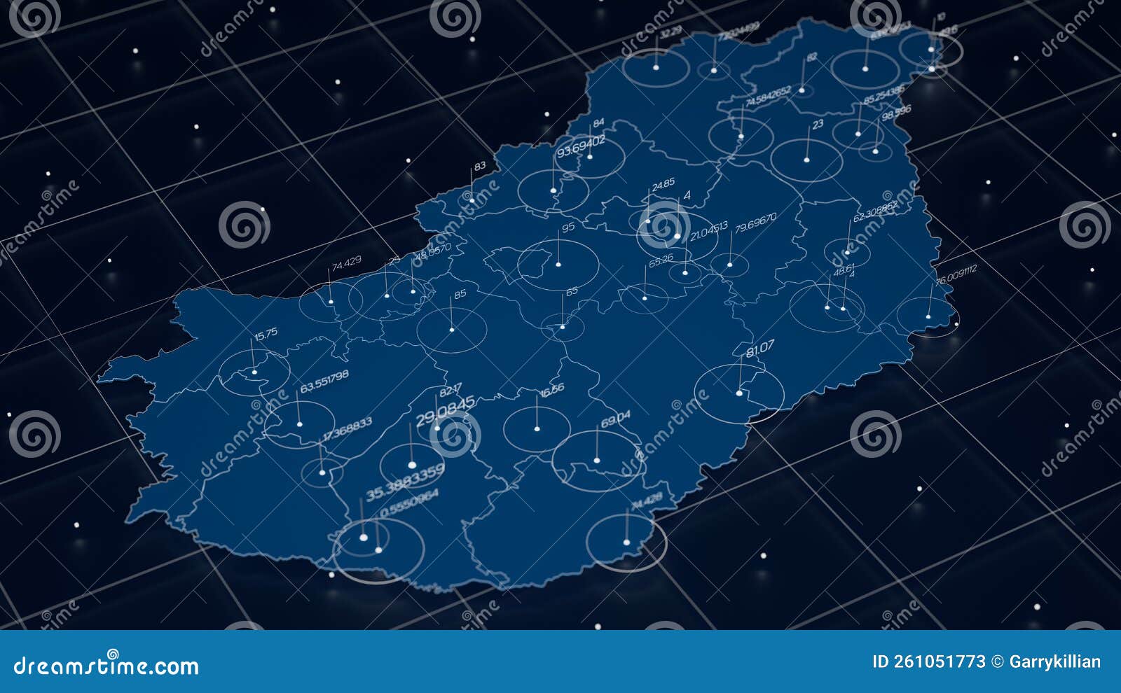 Hungary Blue Map Big Data Visualization. Futuristic Map Infographic ...