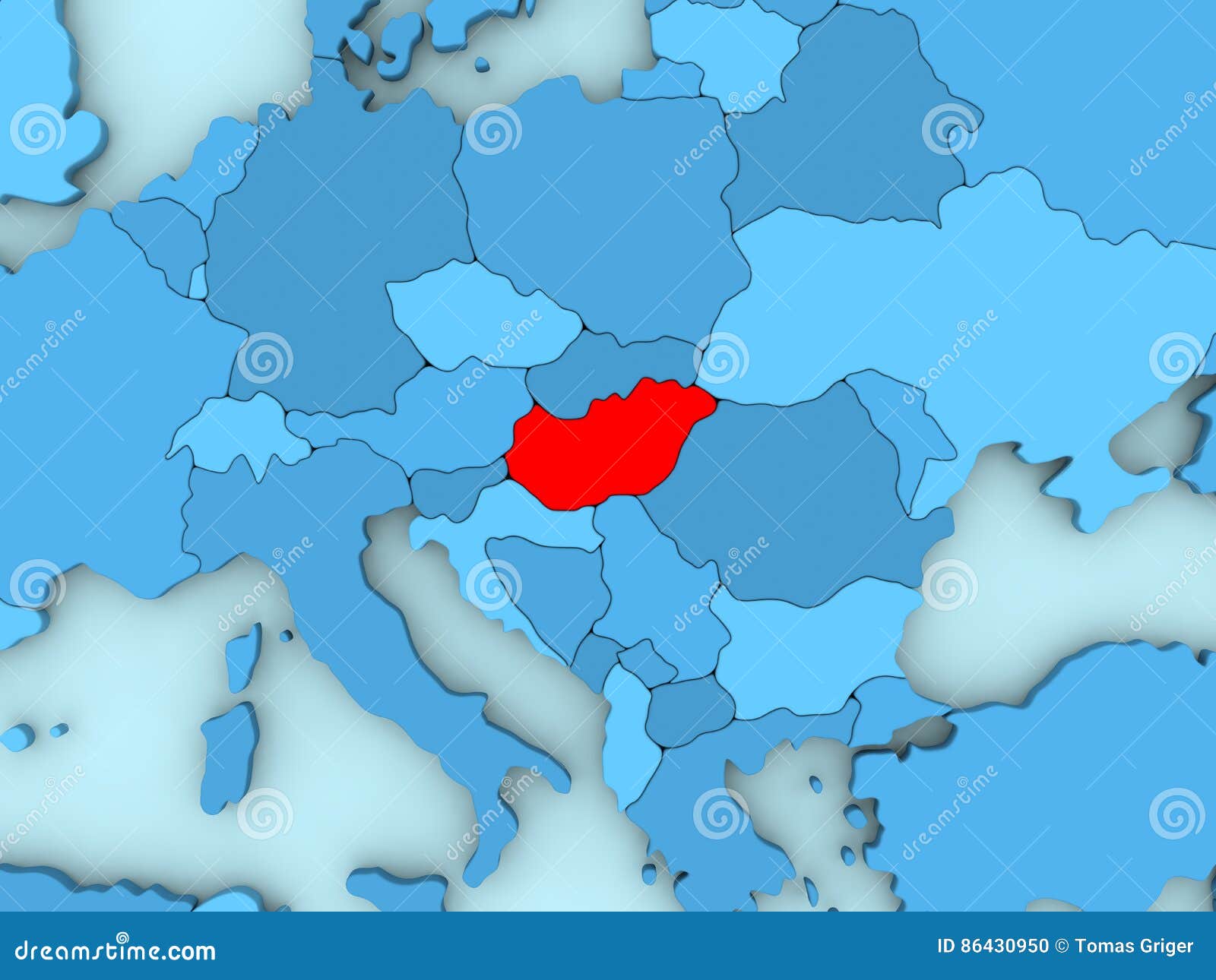 Hungary on 3D map stock illustration. Illustration of borders - 86430950