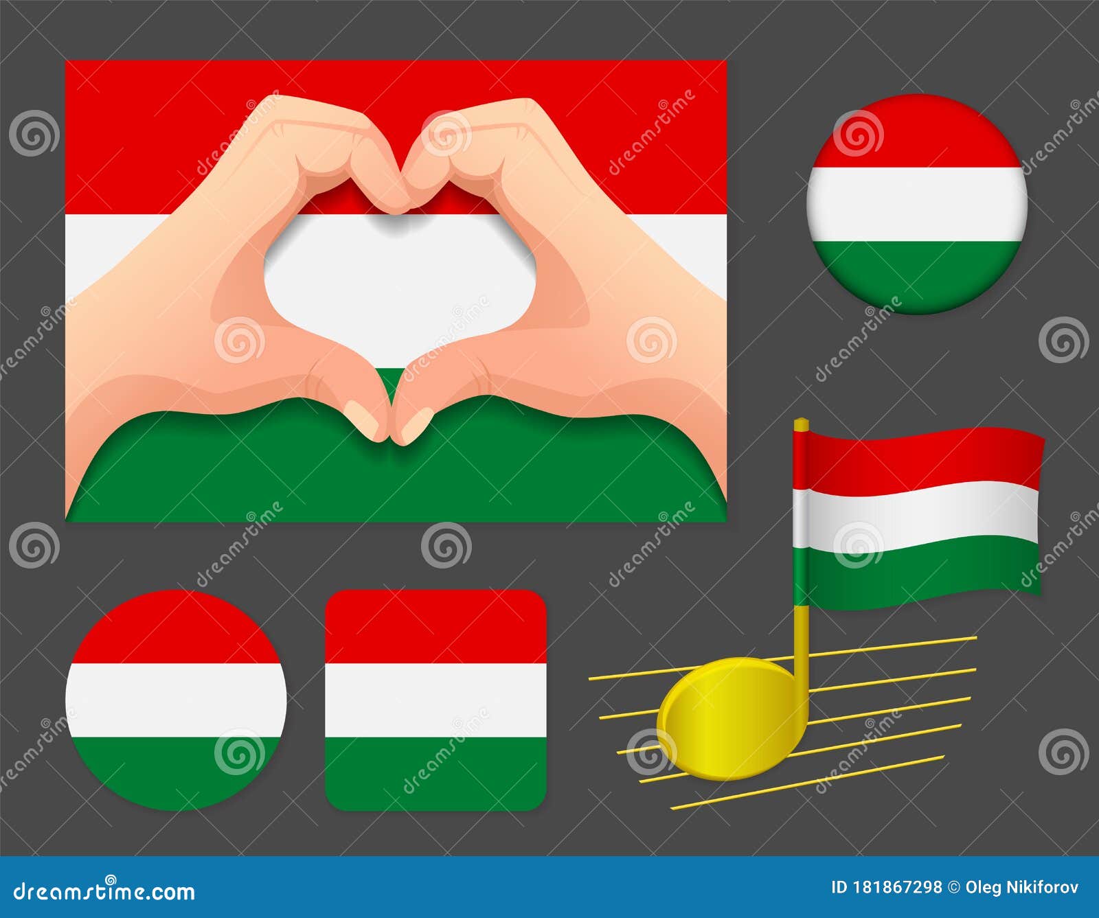 Hungary flag icon stock illustration. Illustration of waving - 181867298