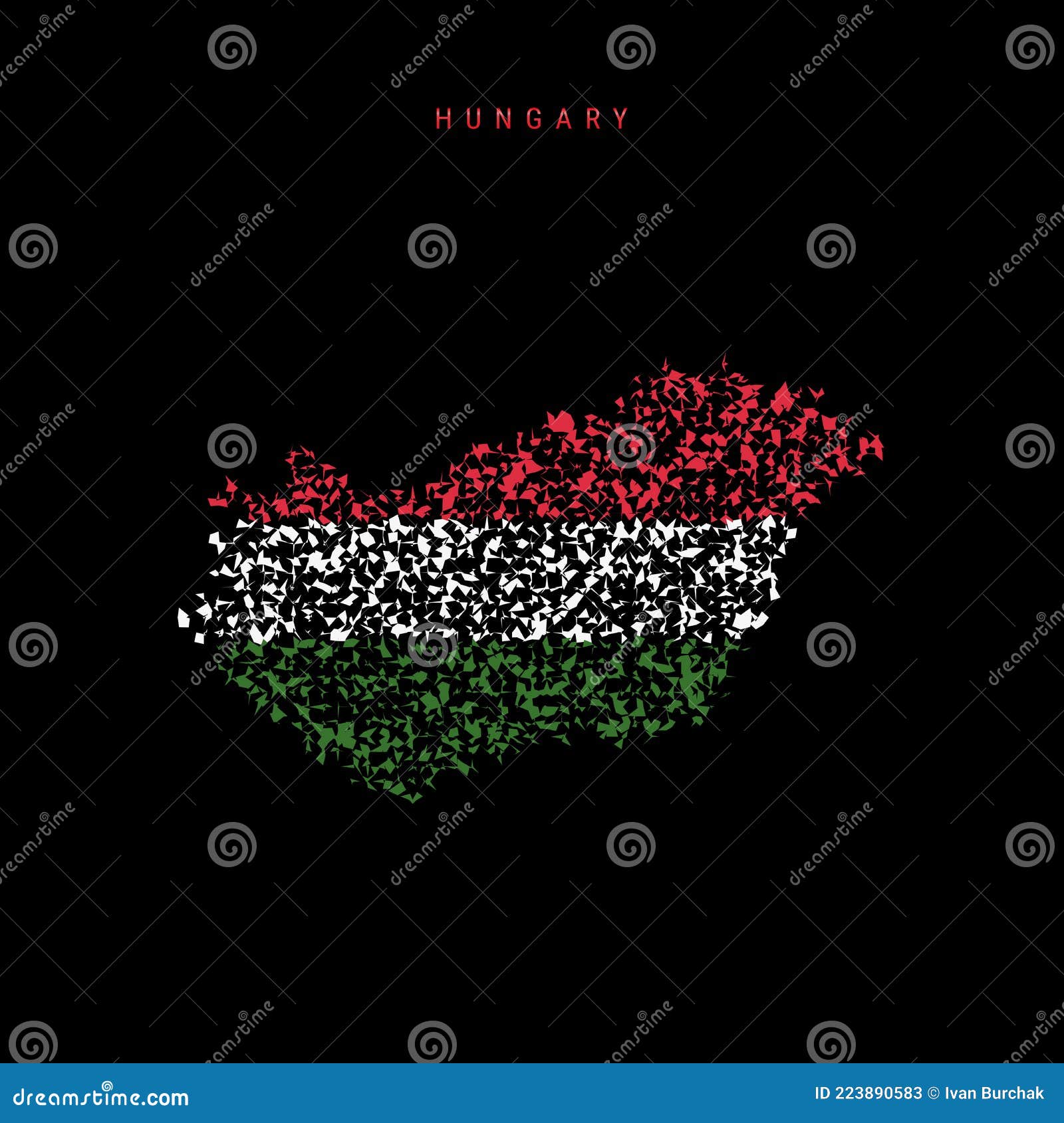 Hungary Flag Map, Chaotic Particles Pattern in the Hungarian Flag ...