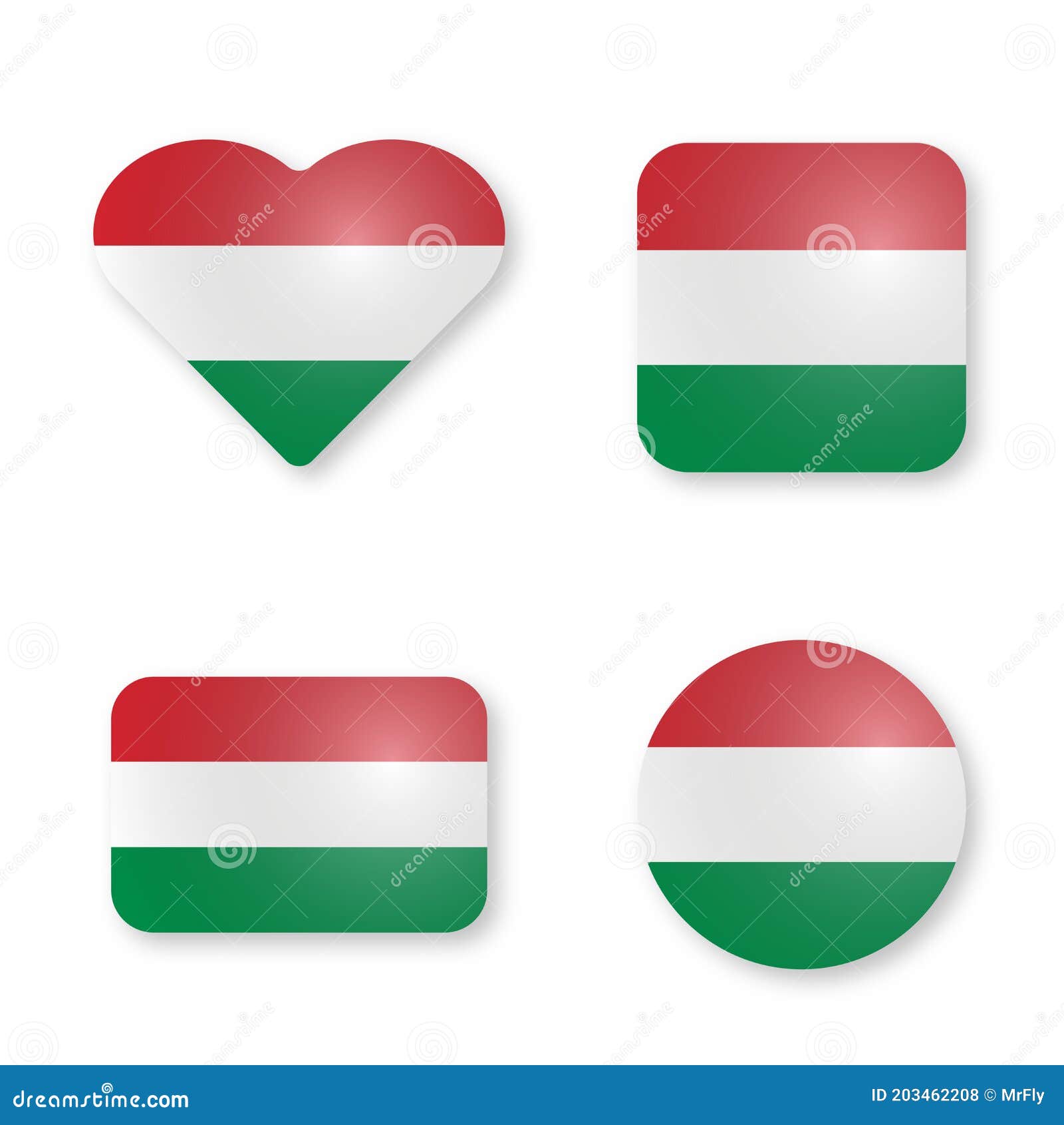 Hungary Flag Sticker Set, Vector Illustration Stock Vector ...