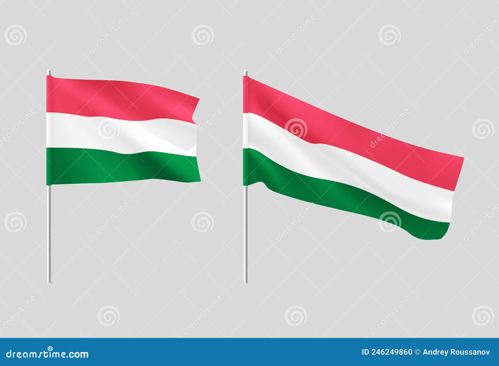 Hungary Flags. Set of National Realistic Hungarian Flags Stock Vector ...