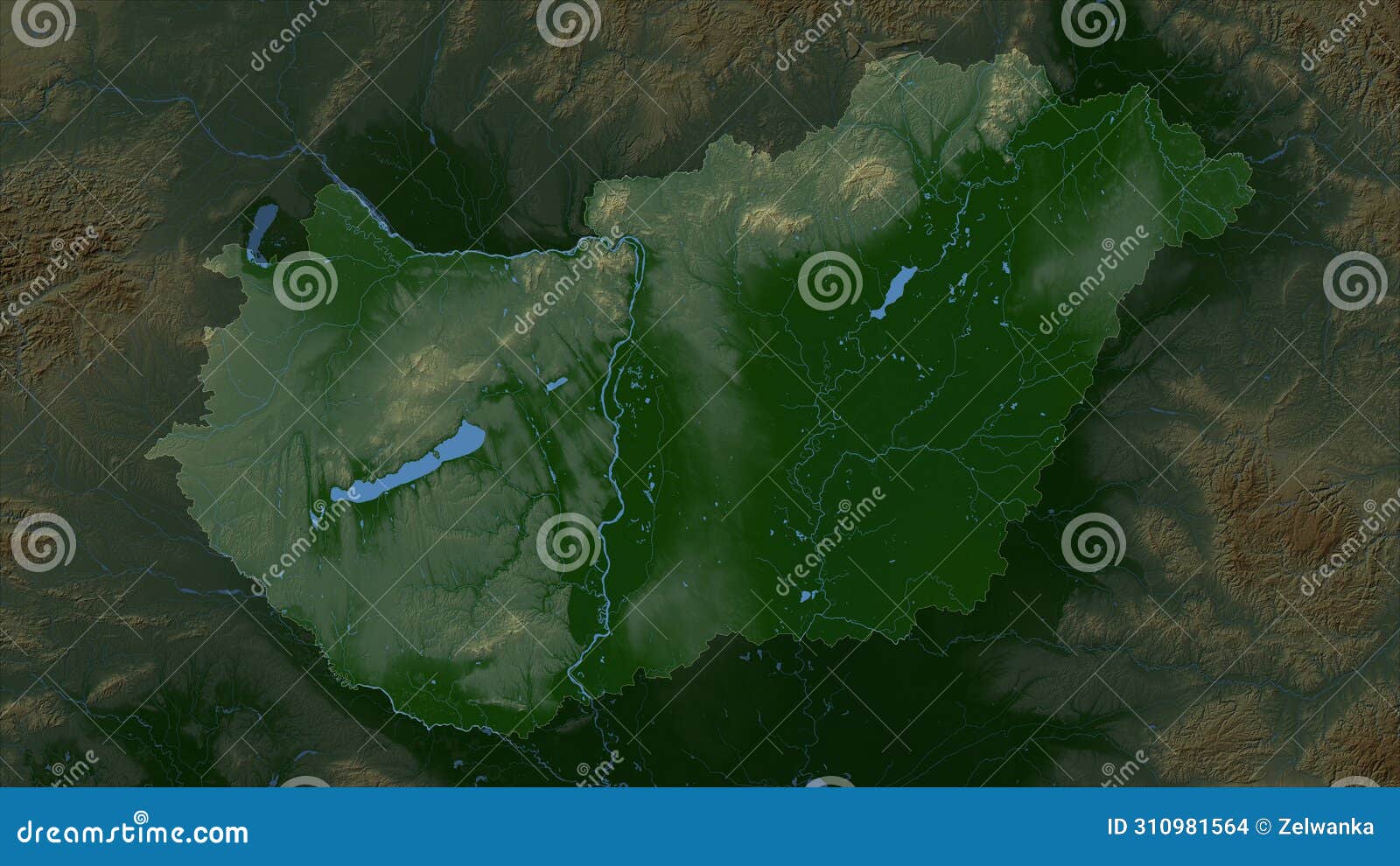 Hungary Highlighted. Physical Stock Illustration - Illustration of hungary, continent: 310981564