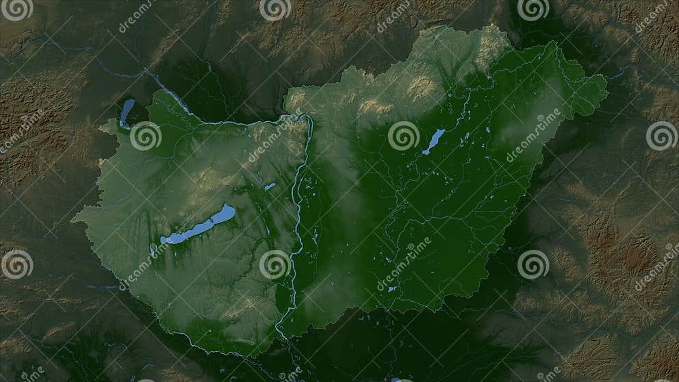 Hungary Highlighted. Physical Stock Illustration - Illustration of ...