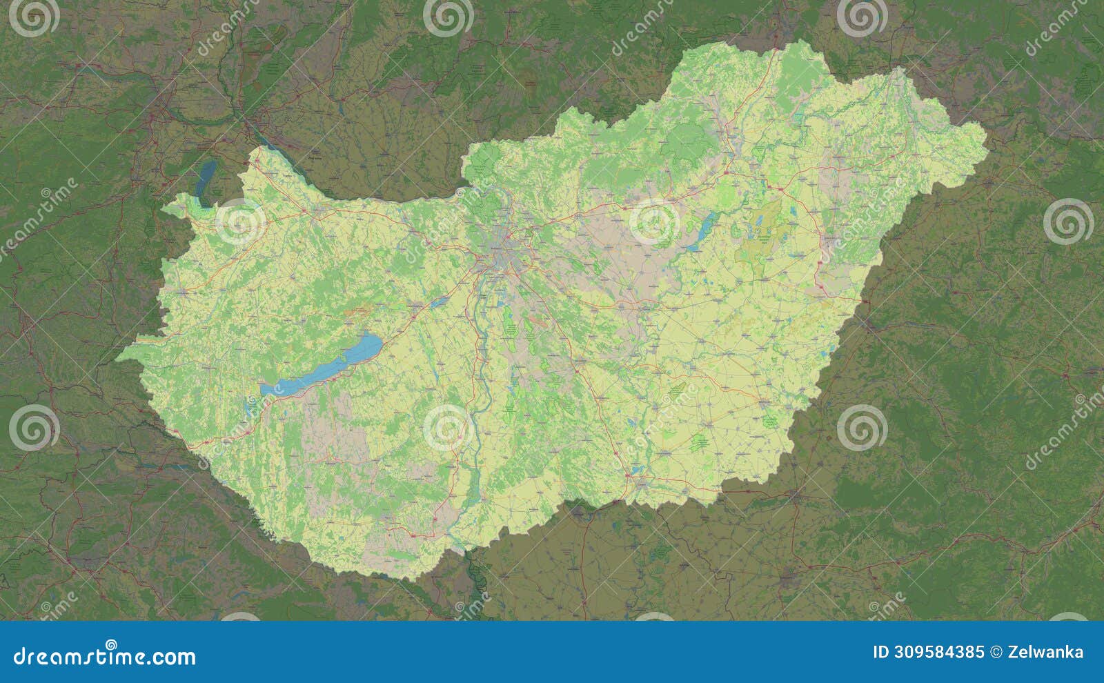Hungary Highlighted. Topo Standard Stock Illustration - Illustration of ...