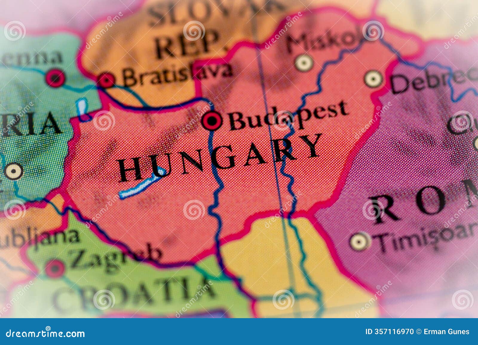 Hungary Highlighted on a World Map Stock Photo - Image of journey ...