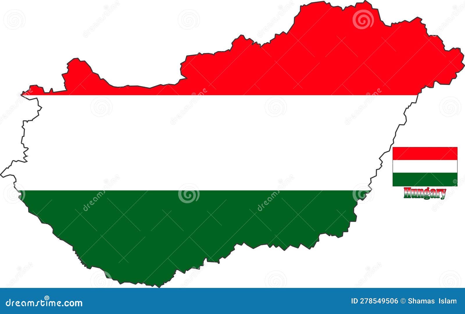 Hungary Map and Flag Illustration Vector Stock Vector - Illustration of ...