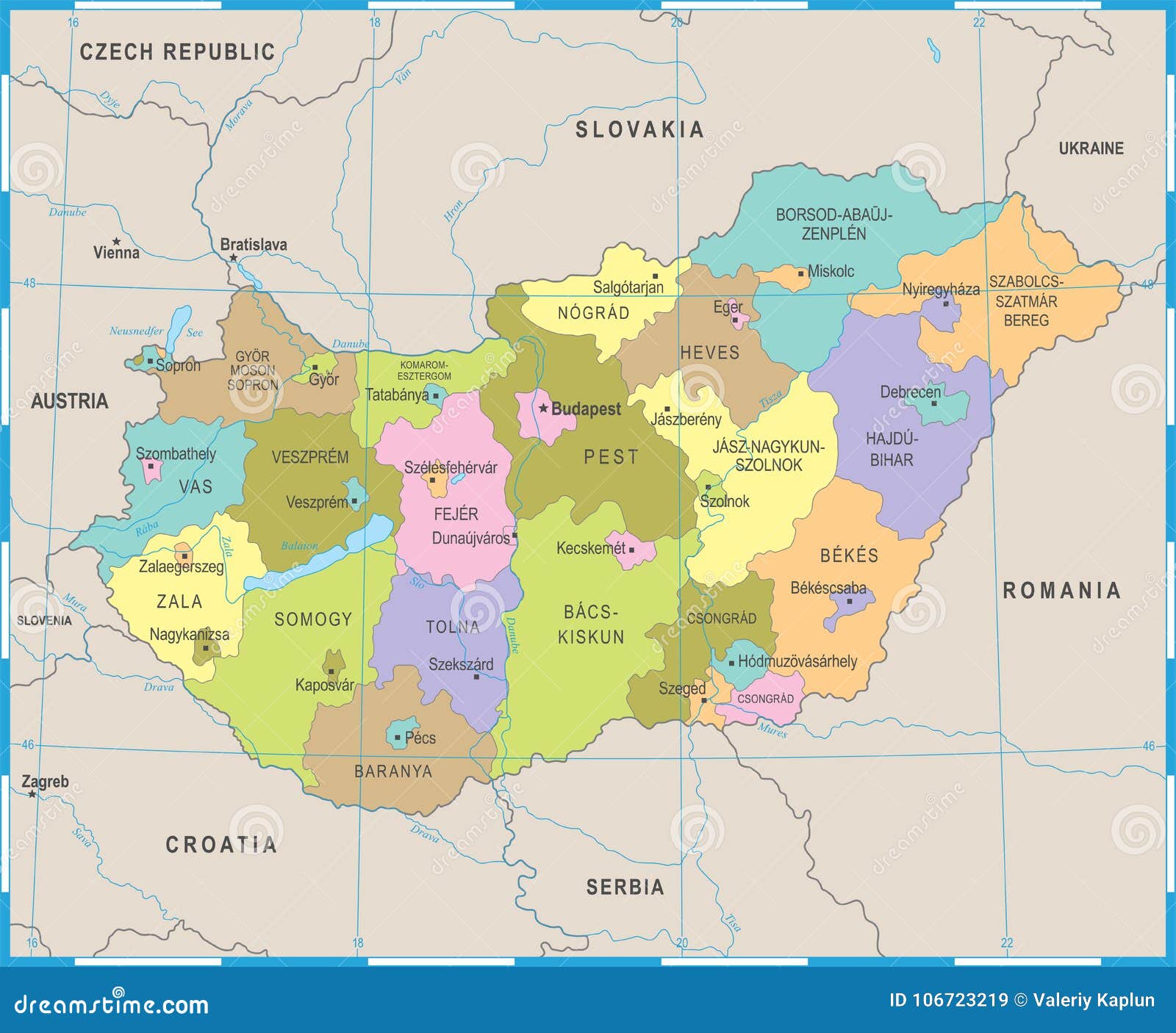Hungary Map - Detailed Vector Illustration Stock Illustration ...