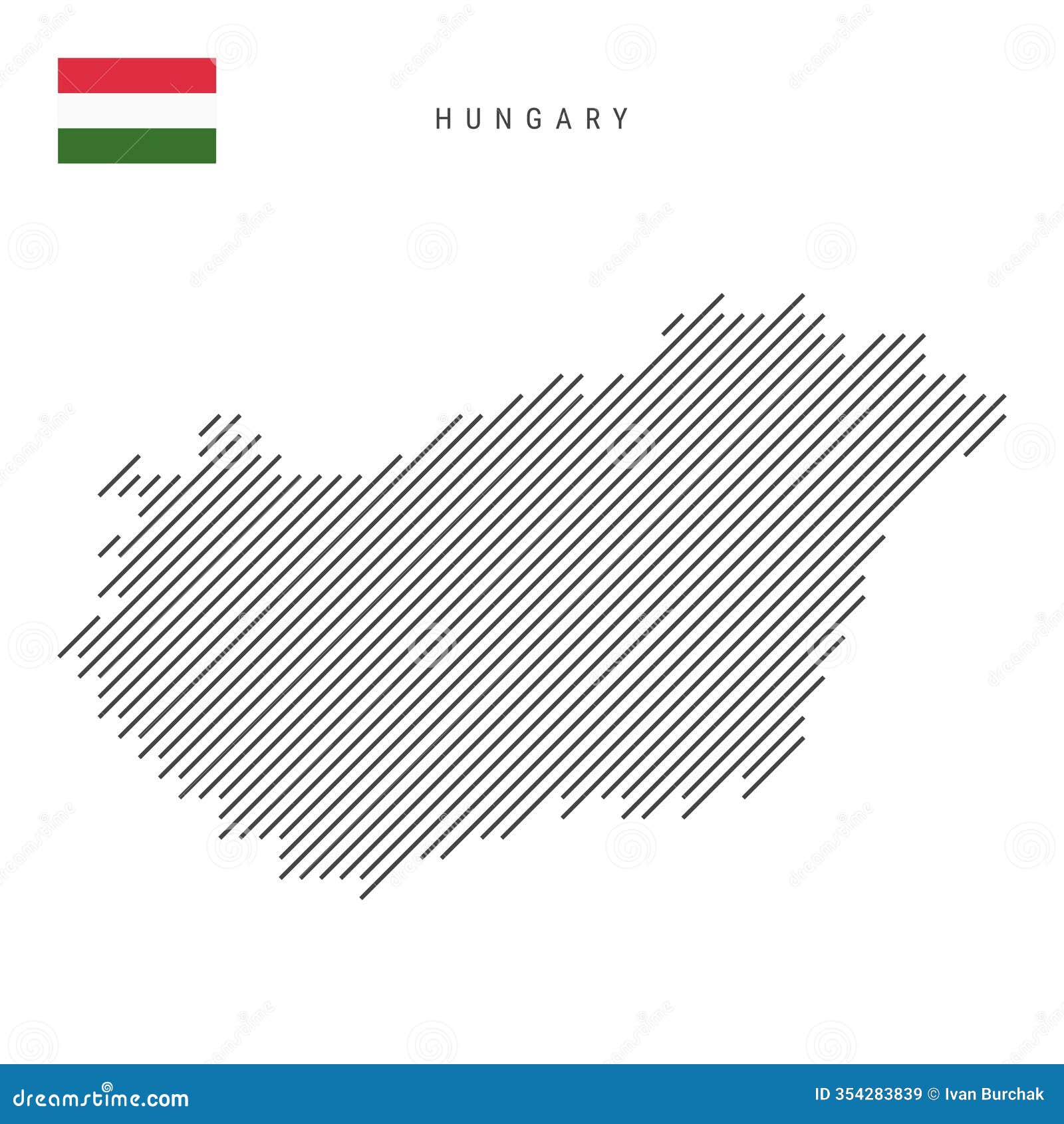 Hungary Map from Pattern of Black Slanted Parallel Lines. Flat Vector ...
