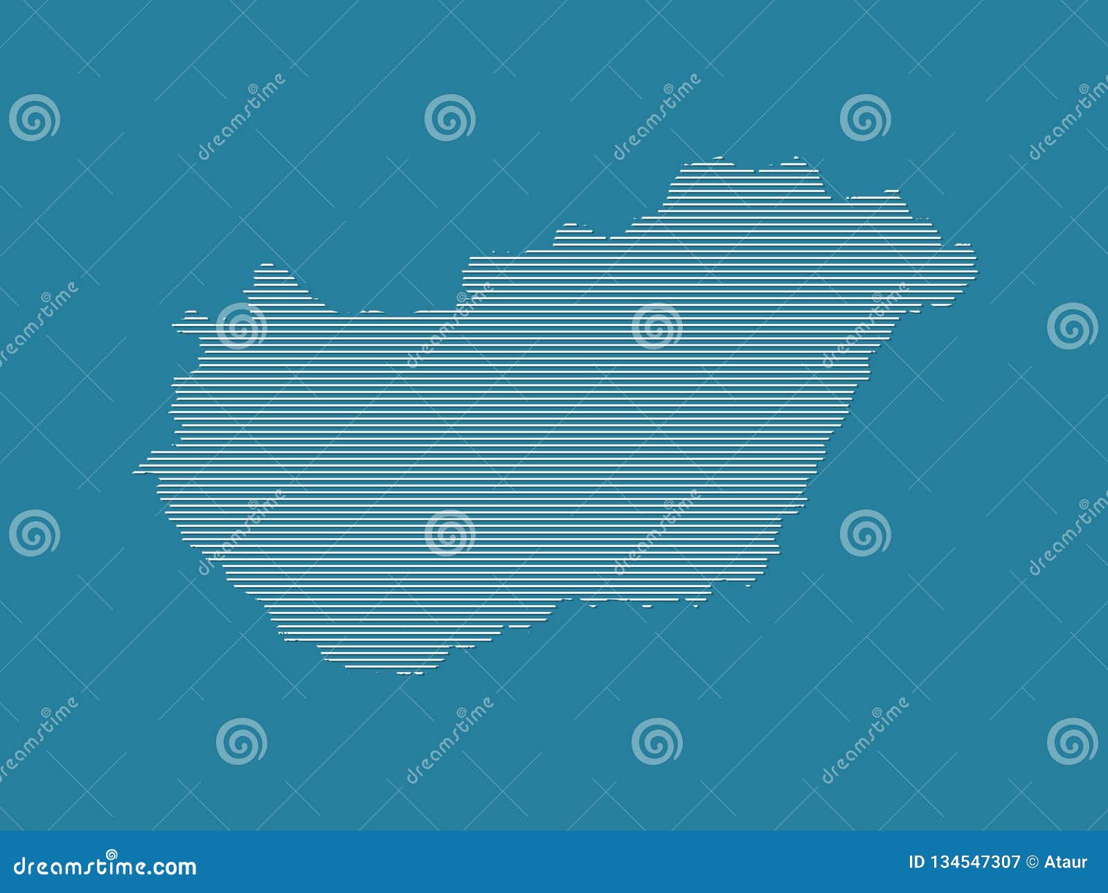Hungary Map Vector Illustration Using Simple Straight Lines of White ...