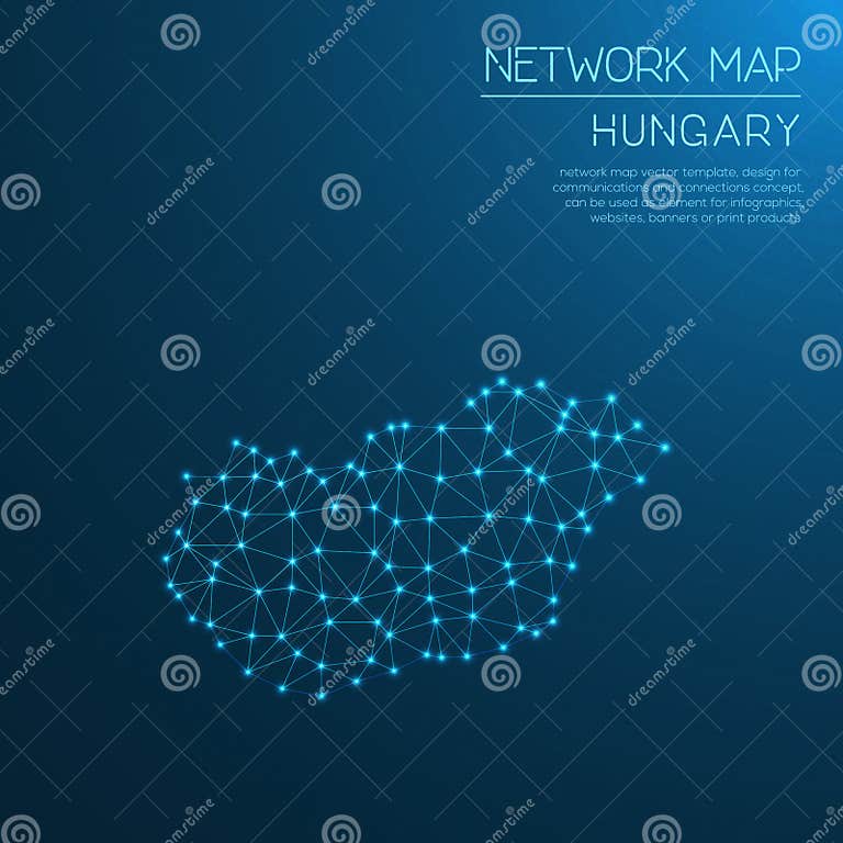 Hungary network map. stock vector. Illustration of computing - 91321761