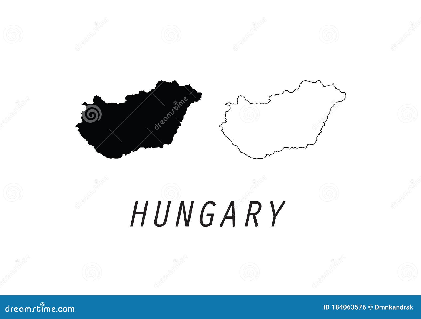 Hungary Outline Map Country Shape State Borders National Symbol Flag ...