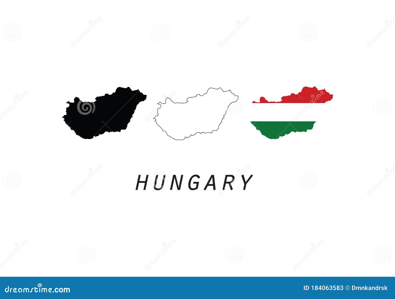 Hungary Outline Map Country Shape State Borders National Symbol Flag ...