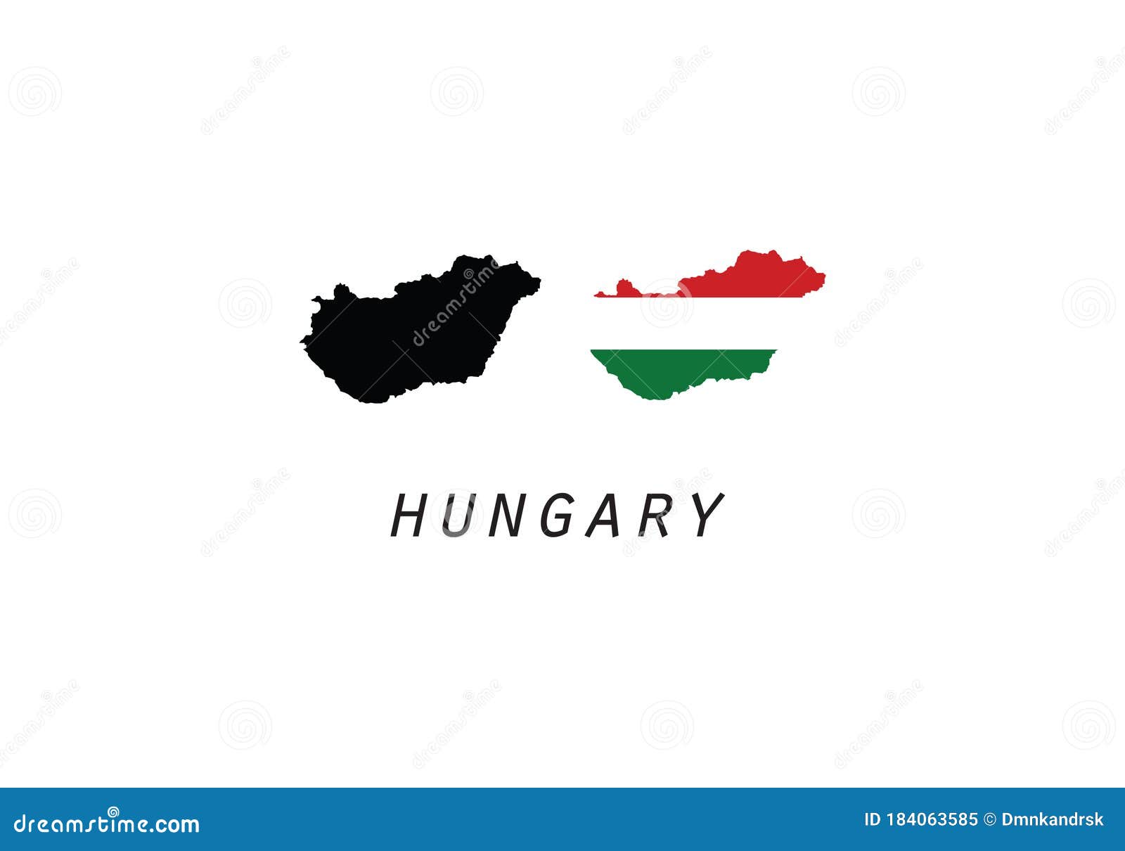 Hungary Outline Map Country Shape State Borders National Symbol Flag ...