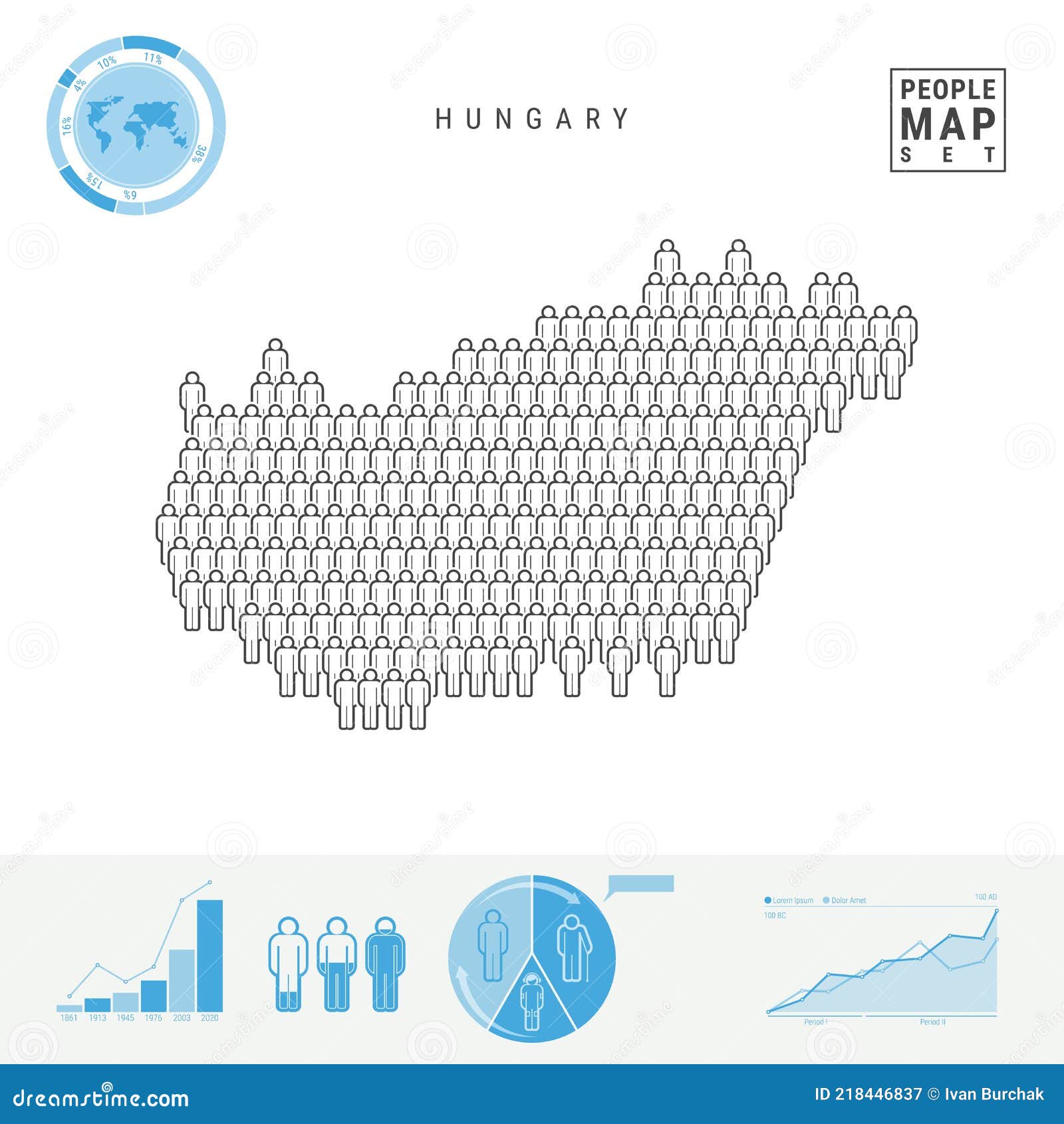 Hungary People Icon Map. Stylized Vector Silhouette of Hungary ...