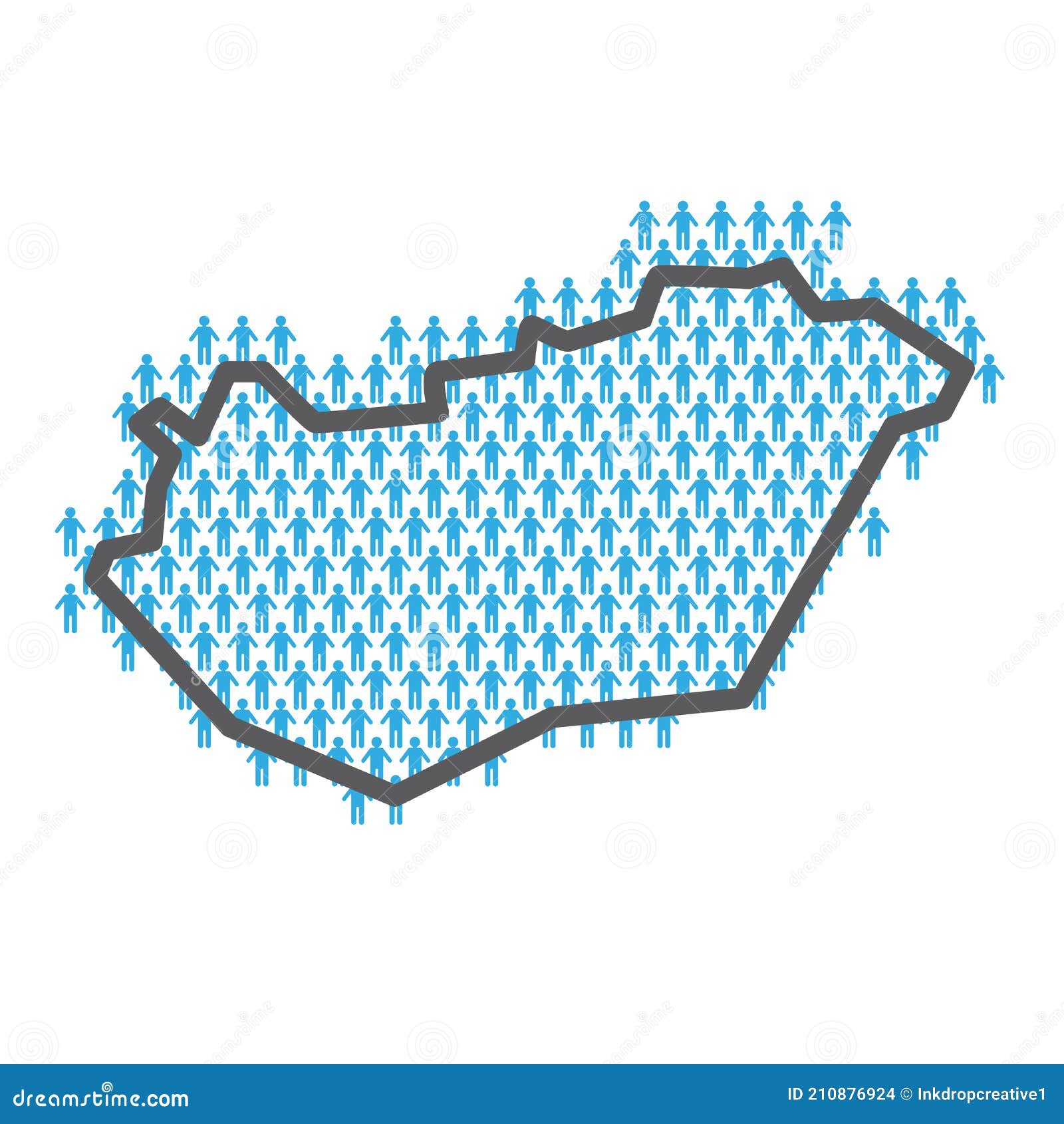 Hungary Population Map. Large Group Of People In A Shape Of Hungarian ...