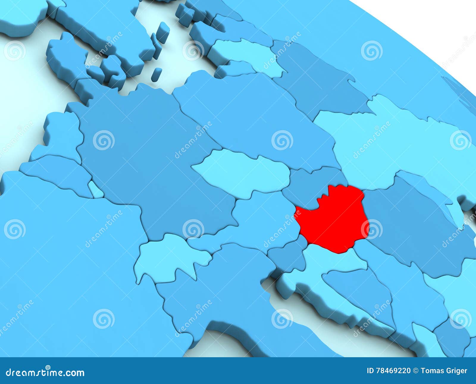 Hungary in Red on Blue Globe Stock Illustration - Illustration of ...