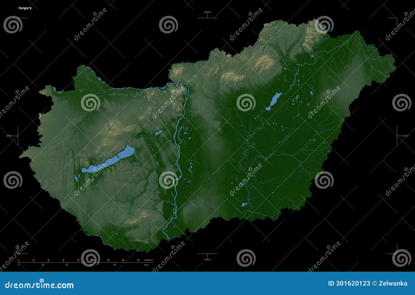Hungary Shape on Black. Physical Stock Illustration - Illustration of ...