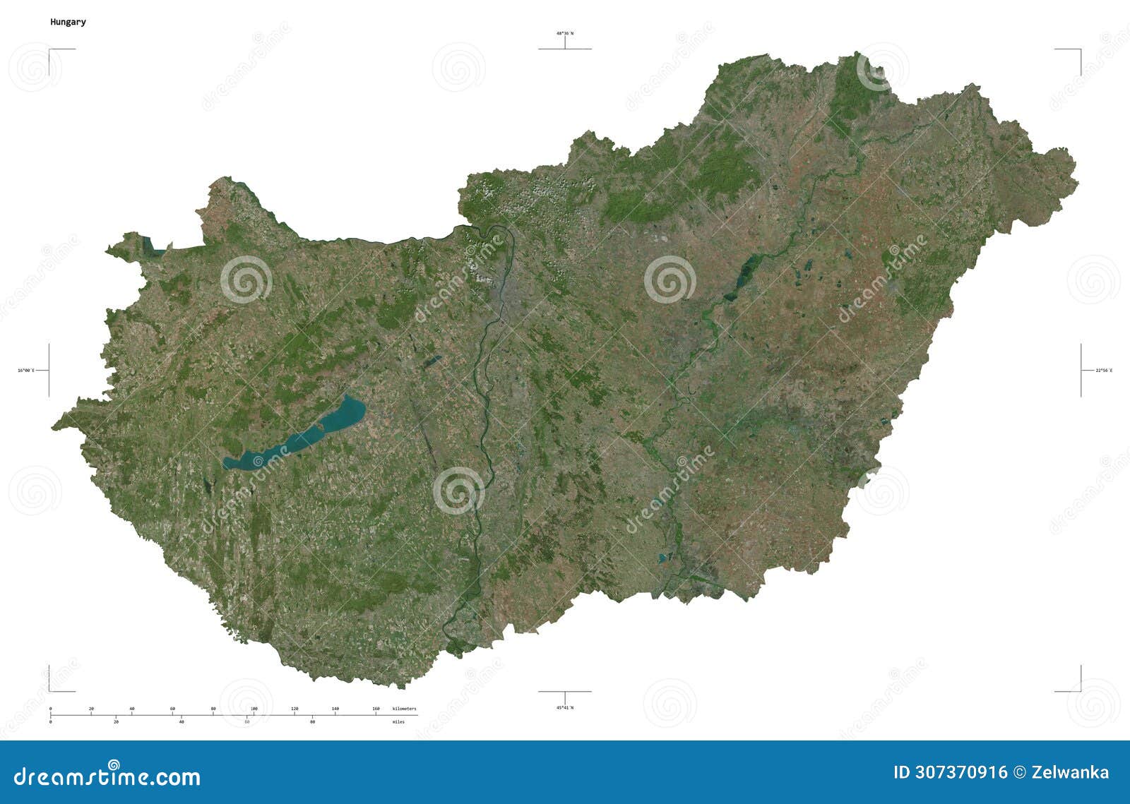 Hungary Shape on White. High-res Satellite Stock Illustration ...