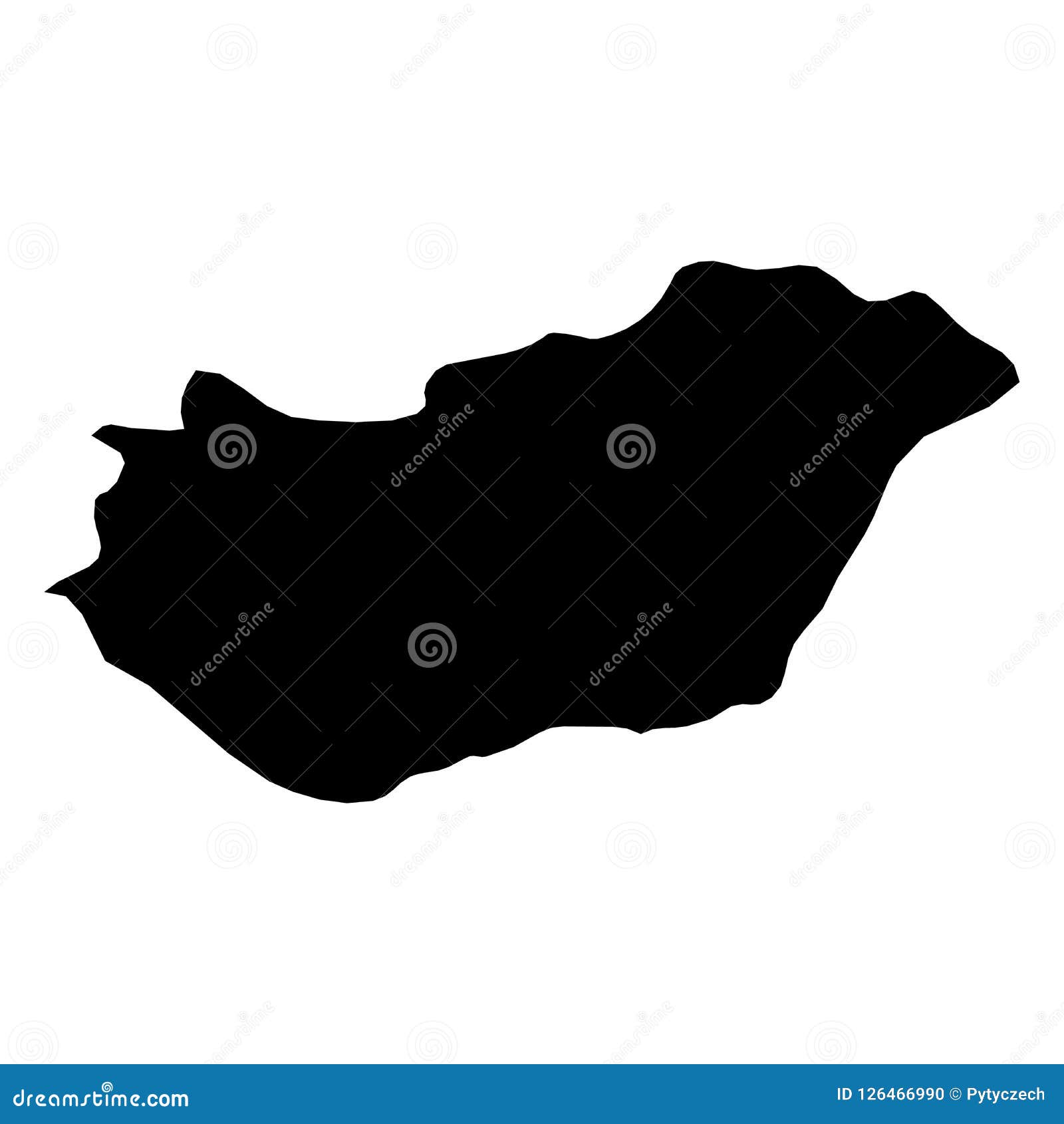 Hungary - Solid Black Silhouette Map of Country Area. Simple Flat ...