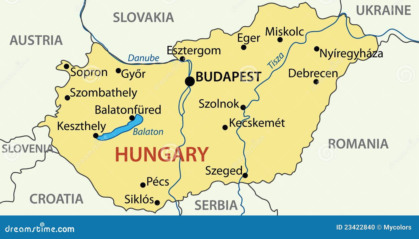 Hungary - vector map stock vector. Illustration of geographical - 23422840