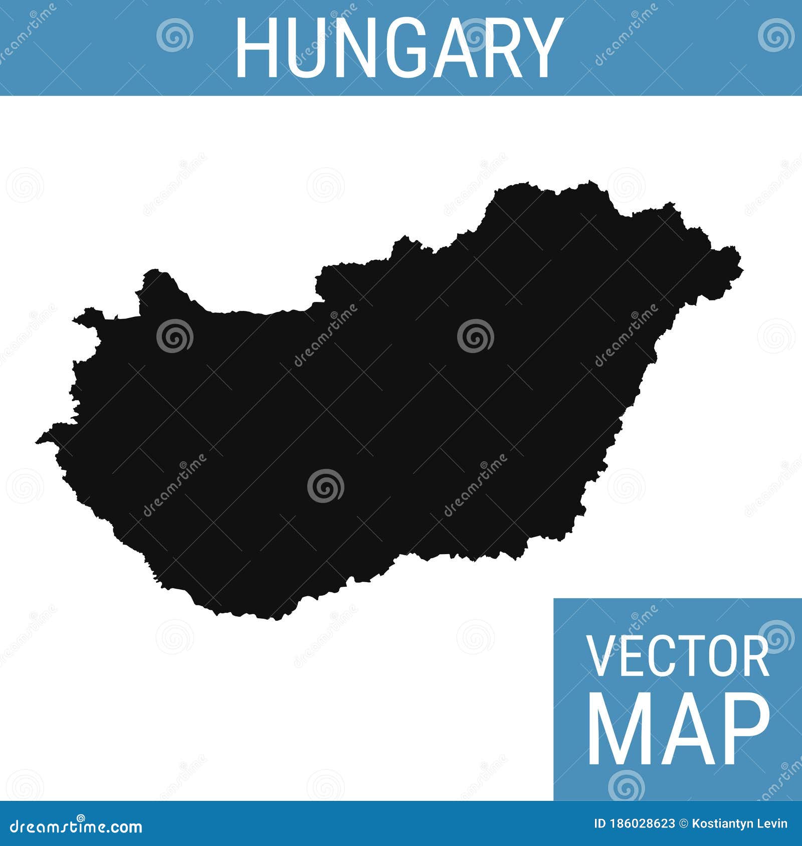 Hungary Vector Map with Title Stock Vector - Illustration of europe ...