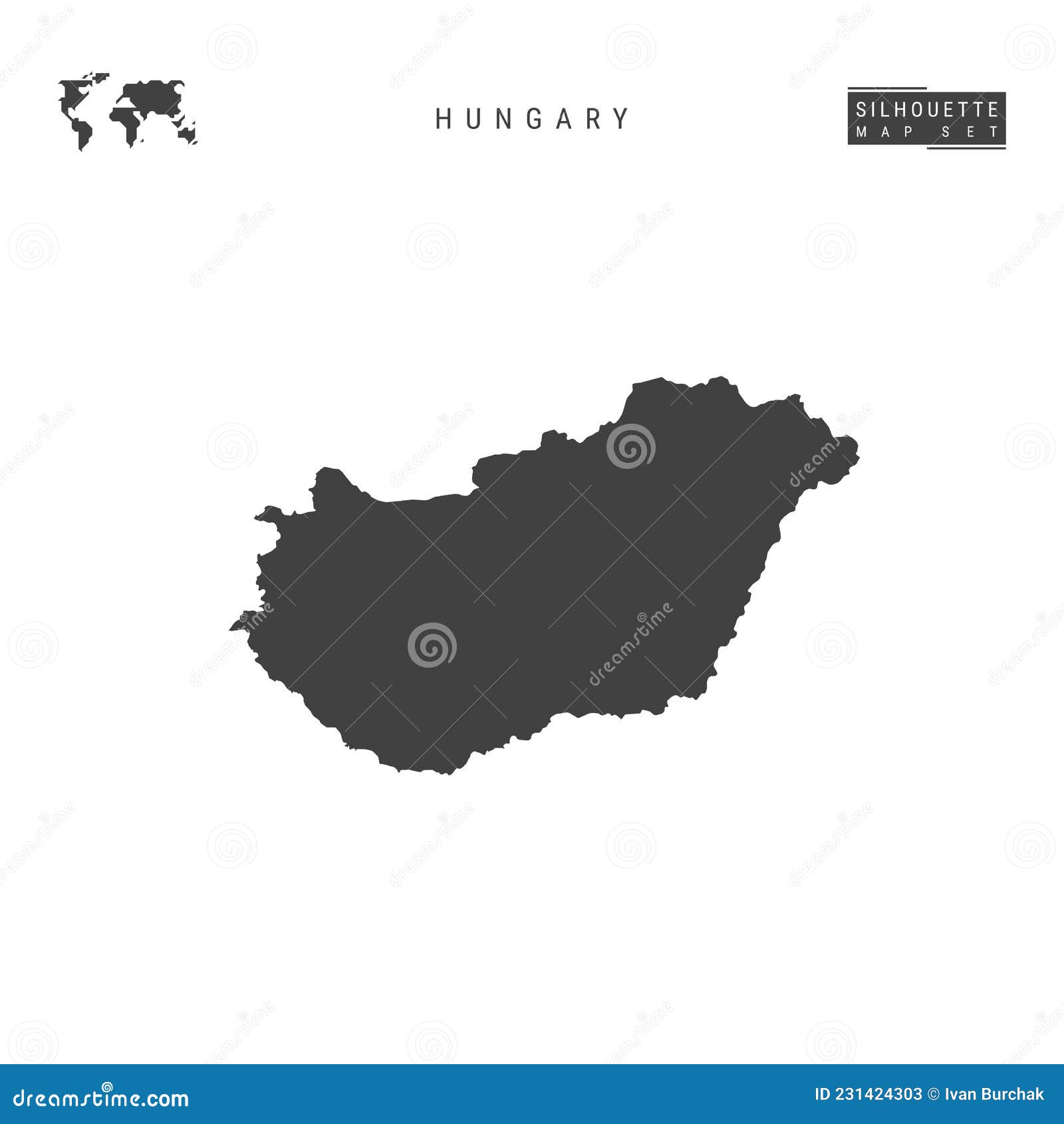 Hungary Vector Map Isolated on White Background. High-Detailed Black ...